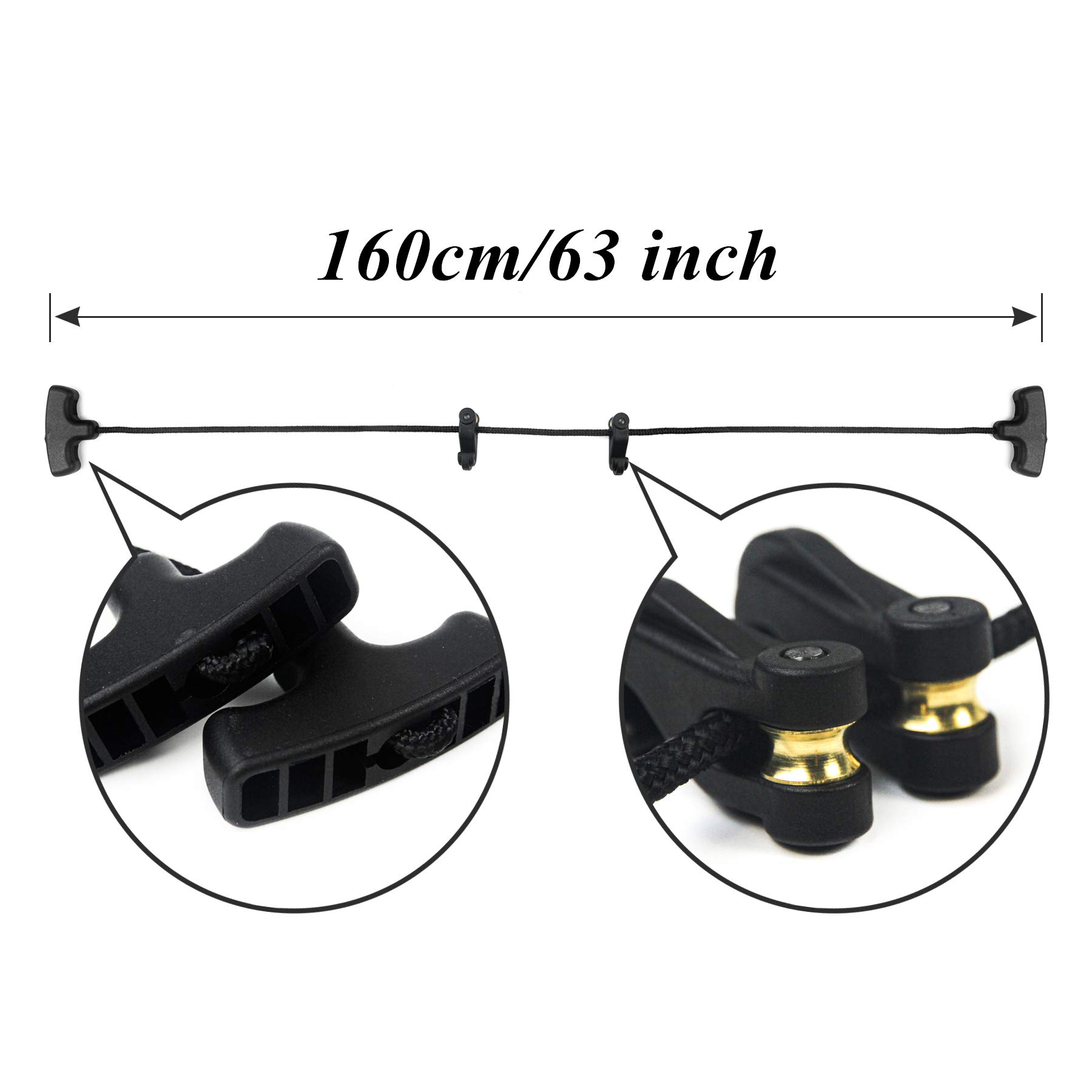 GUGULUZA Crossbow Cocking Device with Double Handle Crossbows Rope 1.6m/63 inch Cocker Aid Cocking String Tool Black
