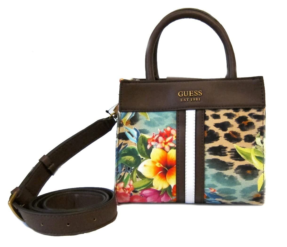 GUESS Womens Kasinta Mini Tote Crossbody, Leopard Floral, One Size US