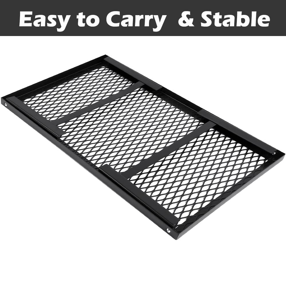 Folding Campfire Grill Heavy Duty Steel Grate with Legs Portable Over Fire Camp Grill for Outdoor Cooking Grill Traveling Picnic, Black (21.6" x 11.8")