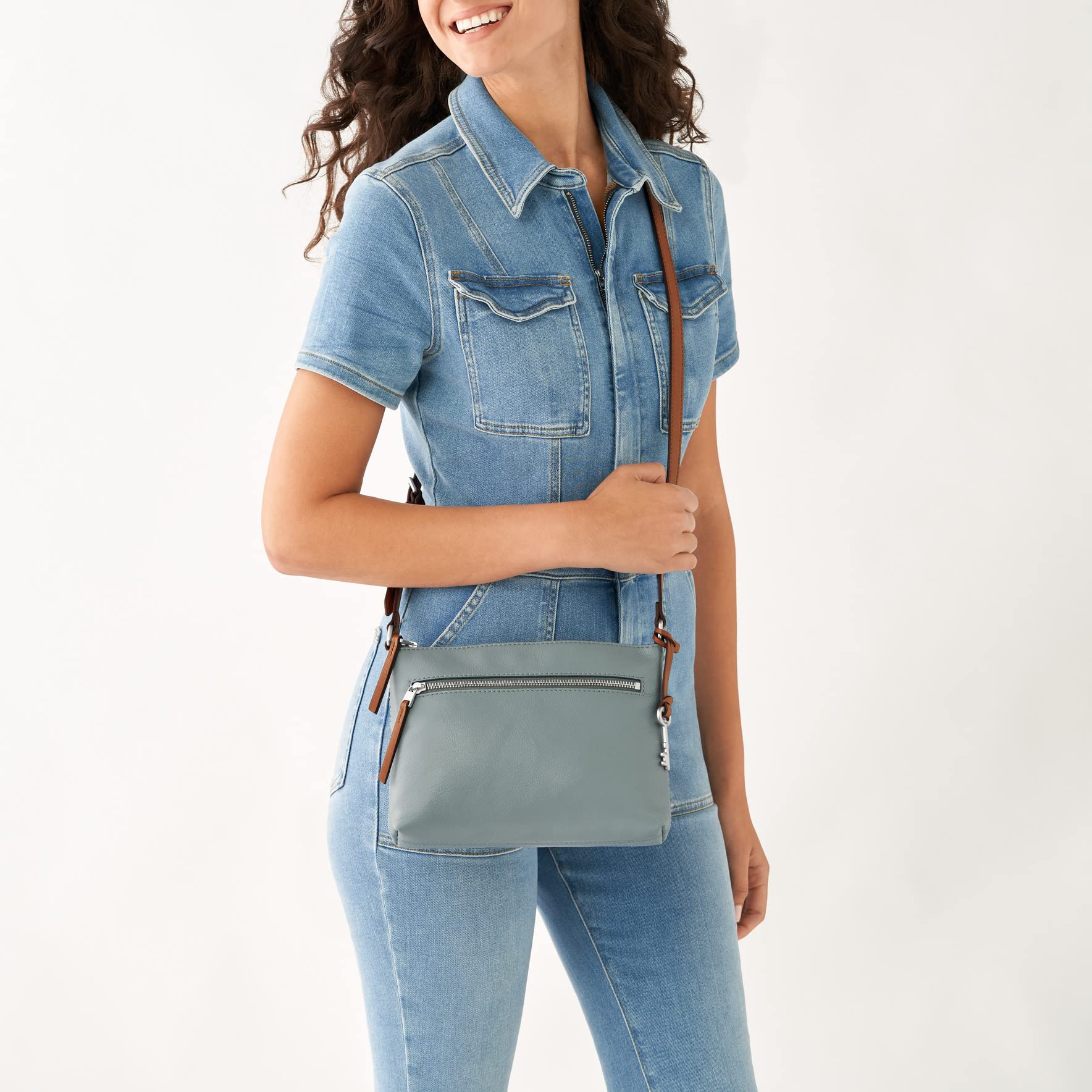 Fossil Womens Fiona Small Crossbody, Smokey Blue, One Size US
