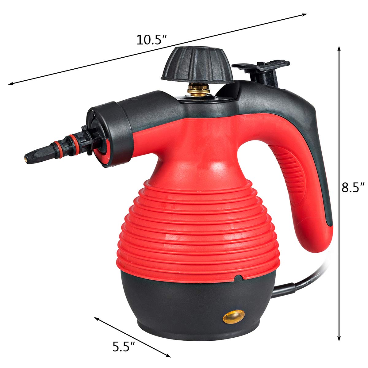 Goplus Handheld Pressurized Steam Cleaner with 9 Piece Accessories, Multipurpose Steamer w/Safety Lock for Carpet Curtain Car Seat, 1050W Portable Upholstery Steamer for Home Kitchen Bathroom(Red)