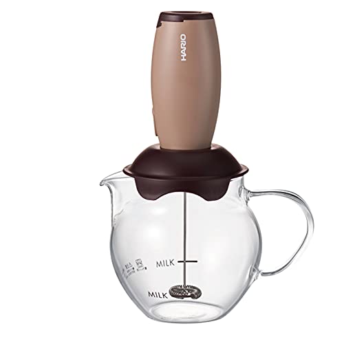 Hario "Qto" Electric Milk Frother with Server, 100ml, Brown
