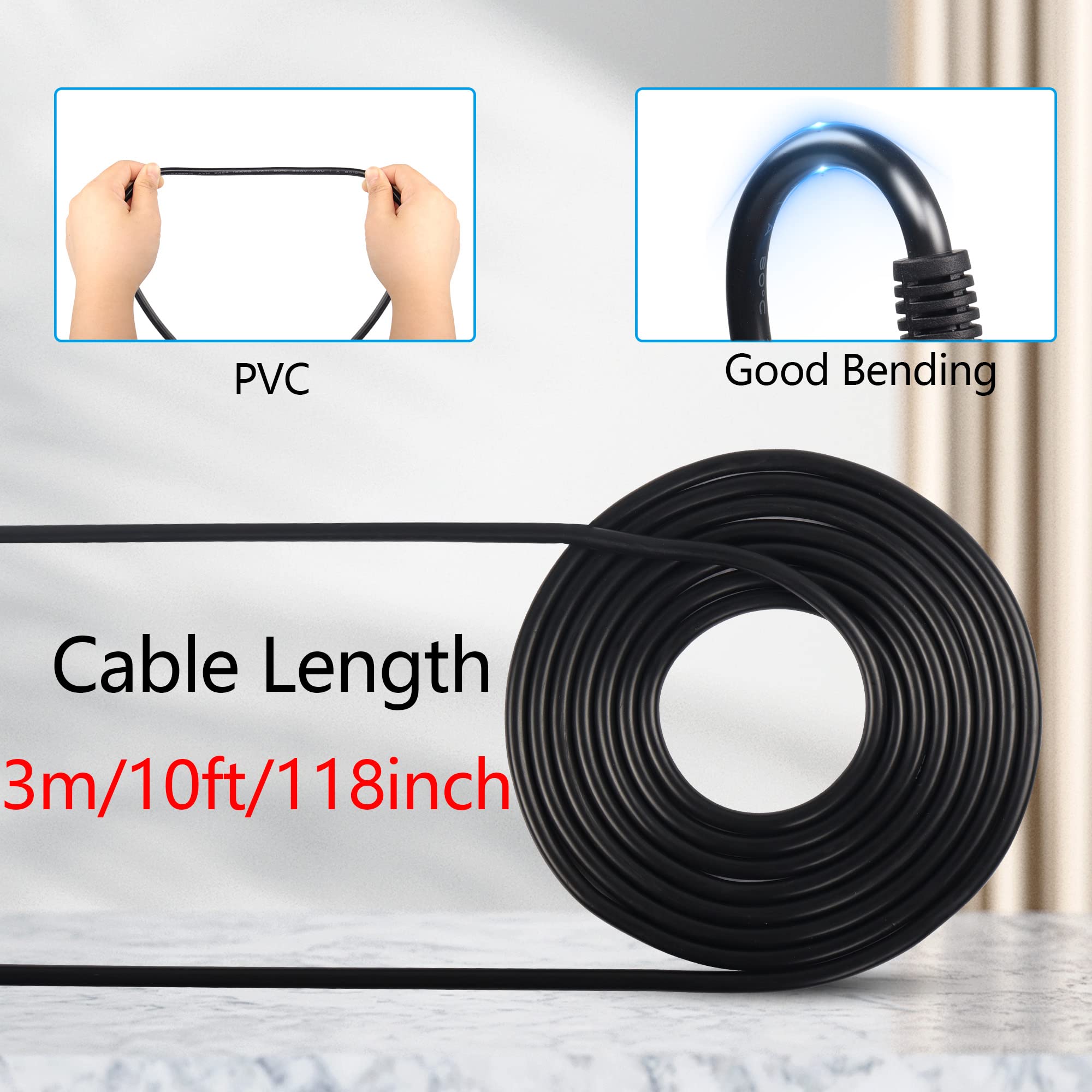 GINTOOYUN DC 8mm Extension Cable 10Ft DC7909 Male to Female Power Cord 14AWG DC 7.9 x 5.5mm Extension Cord for Solar Generator Portable Power Station and Solar Panel 3M