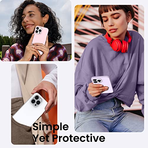 ORNARTO Compatible with iPhone 14 Pro Case 6.1, Slim Liquid Silicone 3 Layers Full Covered Soft Gel Rubber Phone Case Protective Cover with Microfiber Lining 6.1 inch-Pastel Lilac