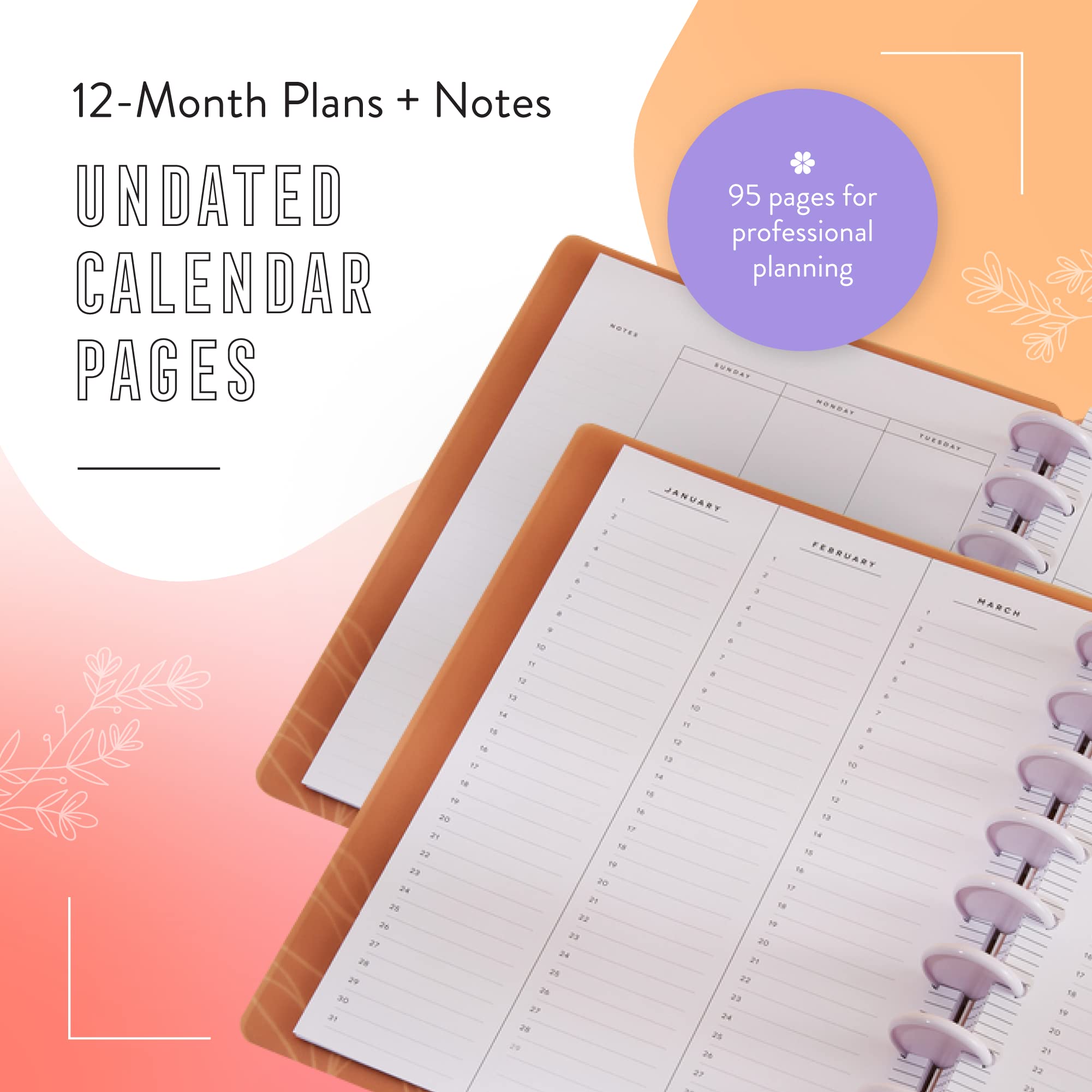 Happy Planner Plans + Notes Undated Classic-Size Planner Journal Bundle with 100-Sheet Planner Refill-Paper Pack, Neutral Farmhouse, 7" x 9 1/4"