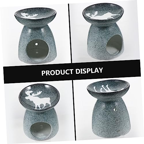 Healifty 1pc Meditation Room Decor Office Decoration Aroma Heating Holder Elk Pattern Incense Stove Lantern Decorative Lantern Candle Holder Ceramic Incense Stove Aroma Oil Burner