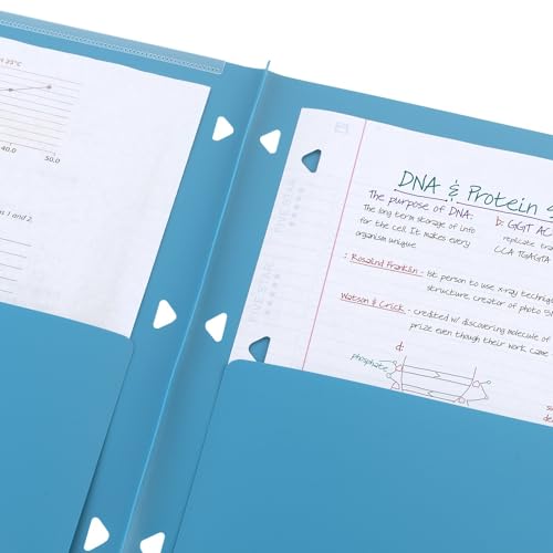 Five Star Pocket Folder + Study App, 4 Pack, 2 Pocket Folder, Customizable Cover, Fits 3 Ring Binder, White, Amethyst Purple, Harvest Yellow, Tidewater Blue (330092B-ECM)
