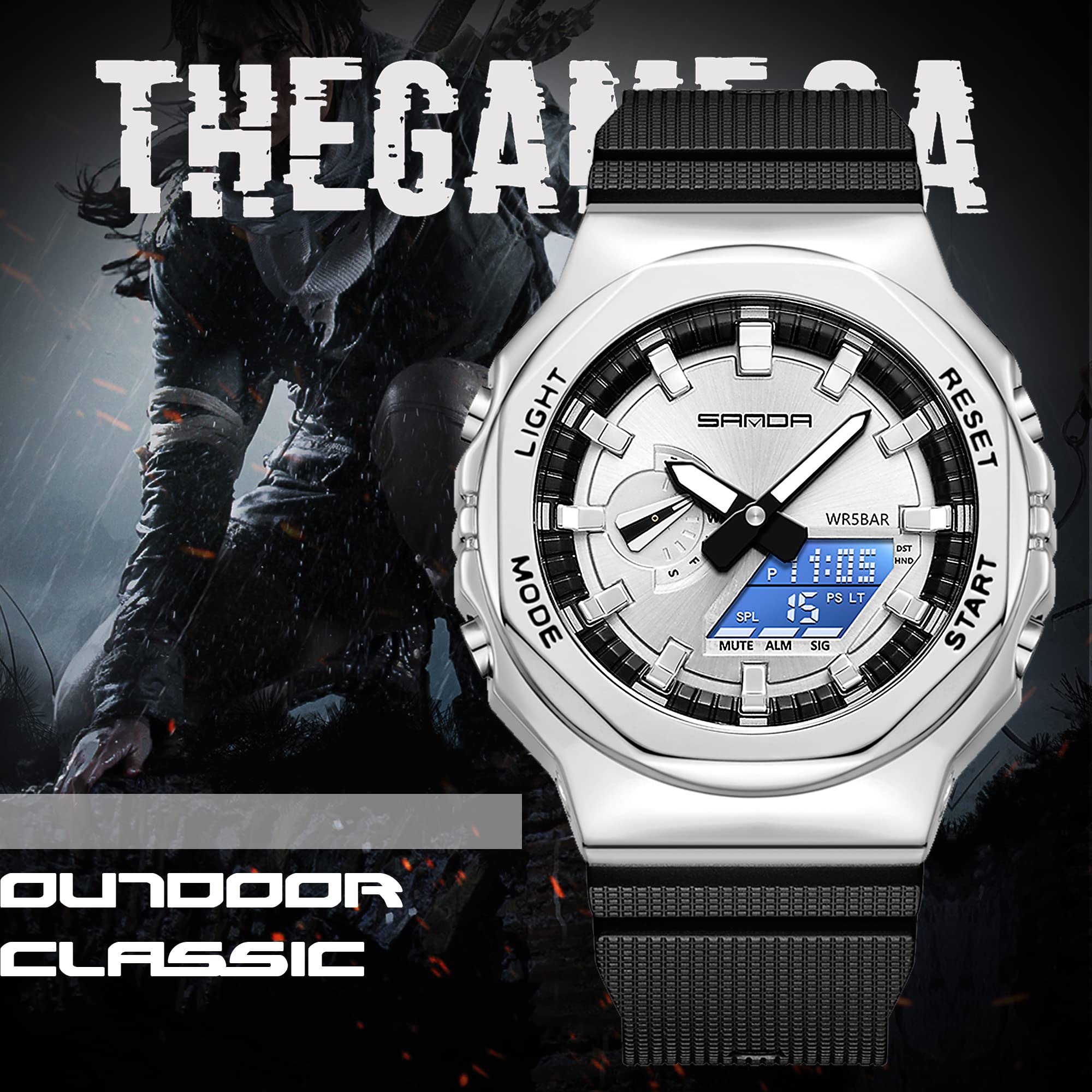 FORSINING Sports Watches for Men Military Waterproof Watches Analog Digital Electronic Tactical Army Watches Date Multi Function LED Alarm Stopwatch