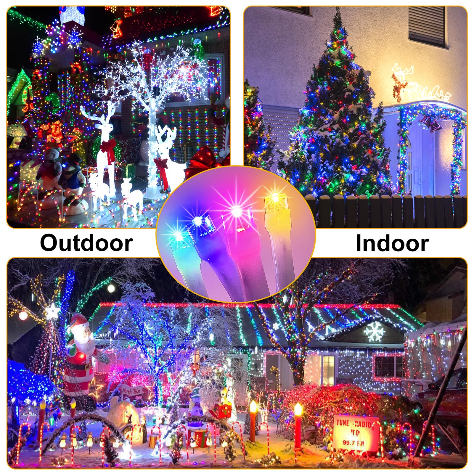 FLVOECN 410Ft 1200LED Christmas Lights Outdoor Decorations 8 Modes & Memory Timer Christmas Lights with Remote Plug in Waterproof Fairy String Lights for Xmas Wedding Party Holiday Decor（Multicolor）
