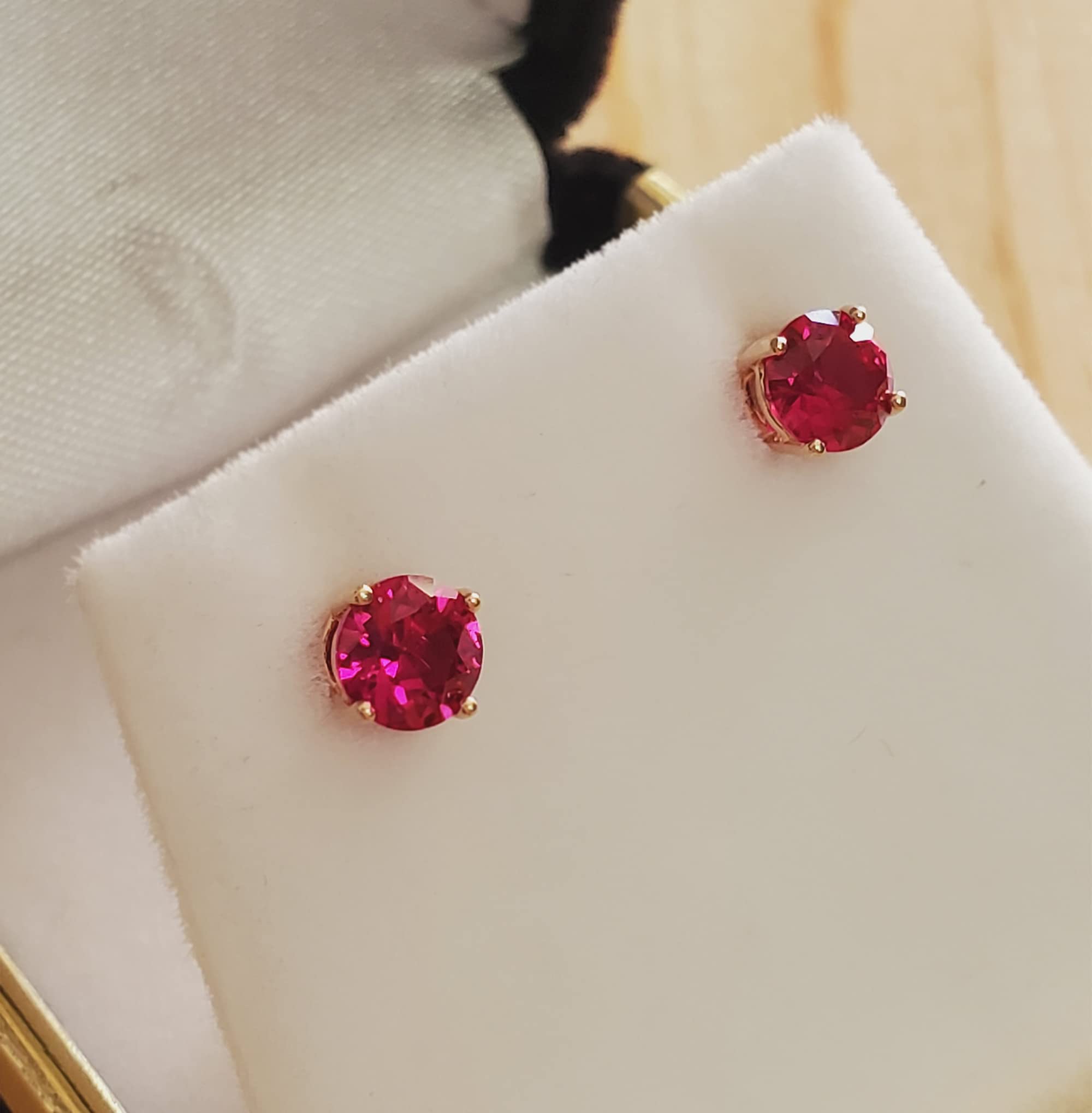 Galaxy Gold GG 14k Solid Gold Fiercely We Believed 1.3 ctw Ruby Earrings