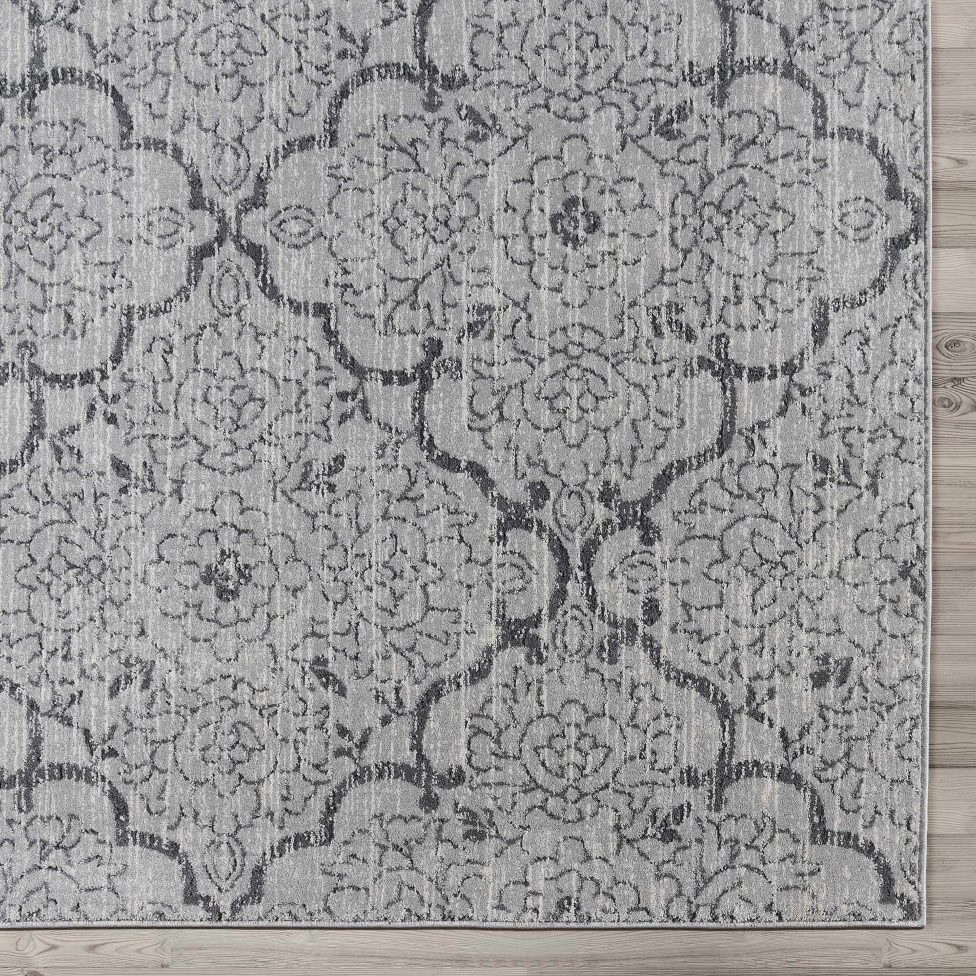 Gertmenian Premium High Low Machine Woven Rug | Easy-Cleaning & Non-Shedding | Living Room, Dining Room, Bedroom, Office | 2x8 Ft Runner, Soller Gray, 23409