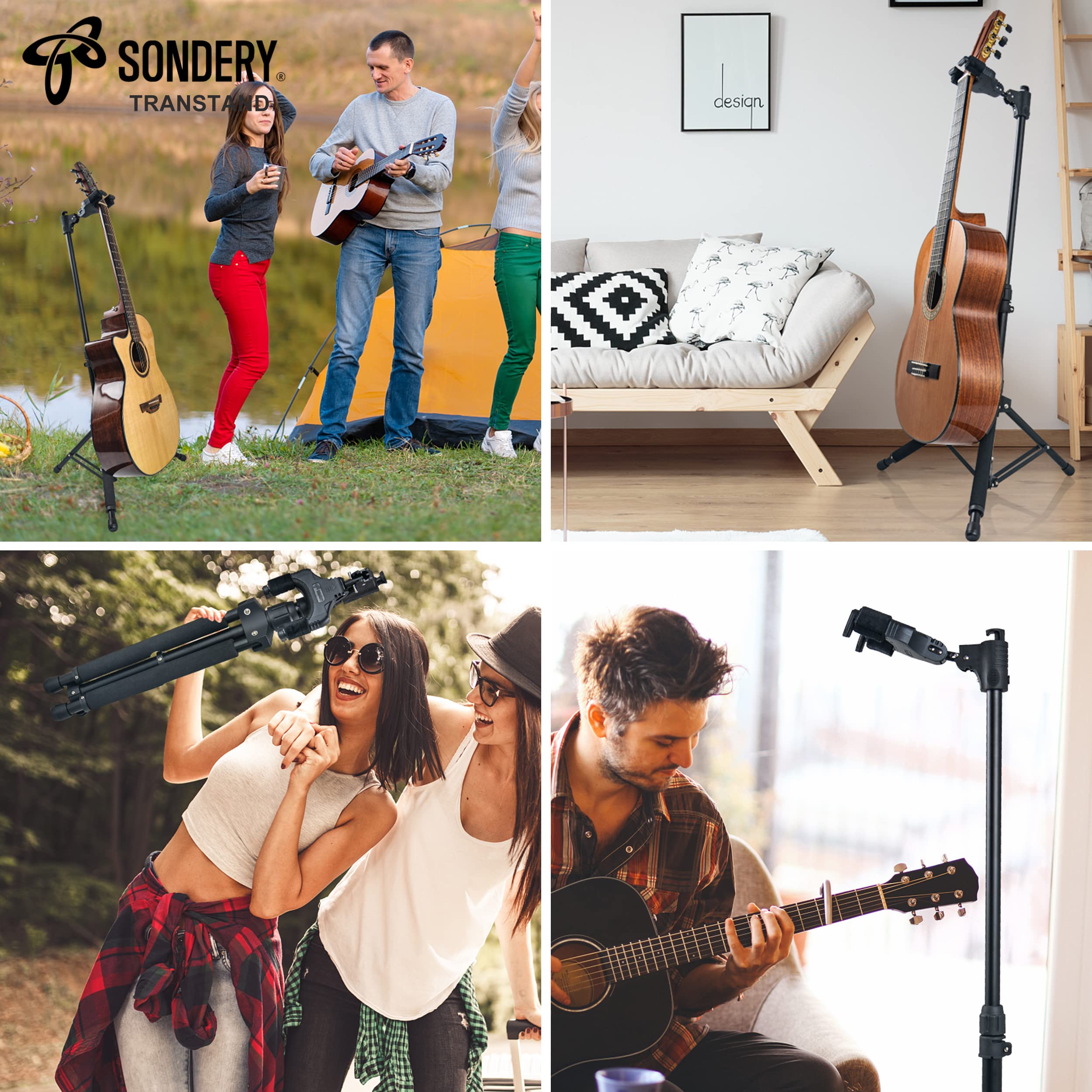 Guitar Stand for Acoustic Guitars, Collapsible Floor Stand Only for Guitars with Even Head, Friendly for All Guitar Finishes