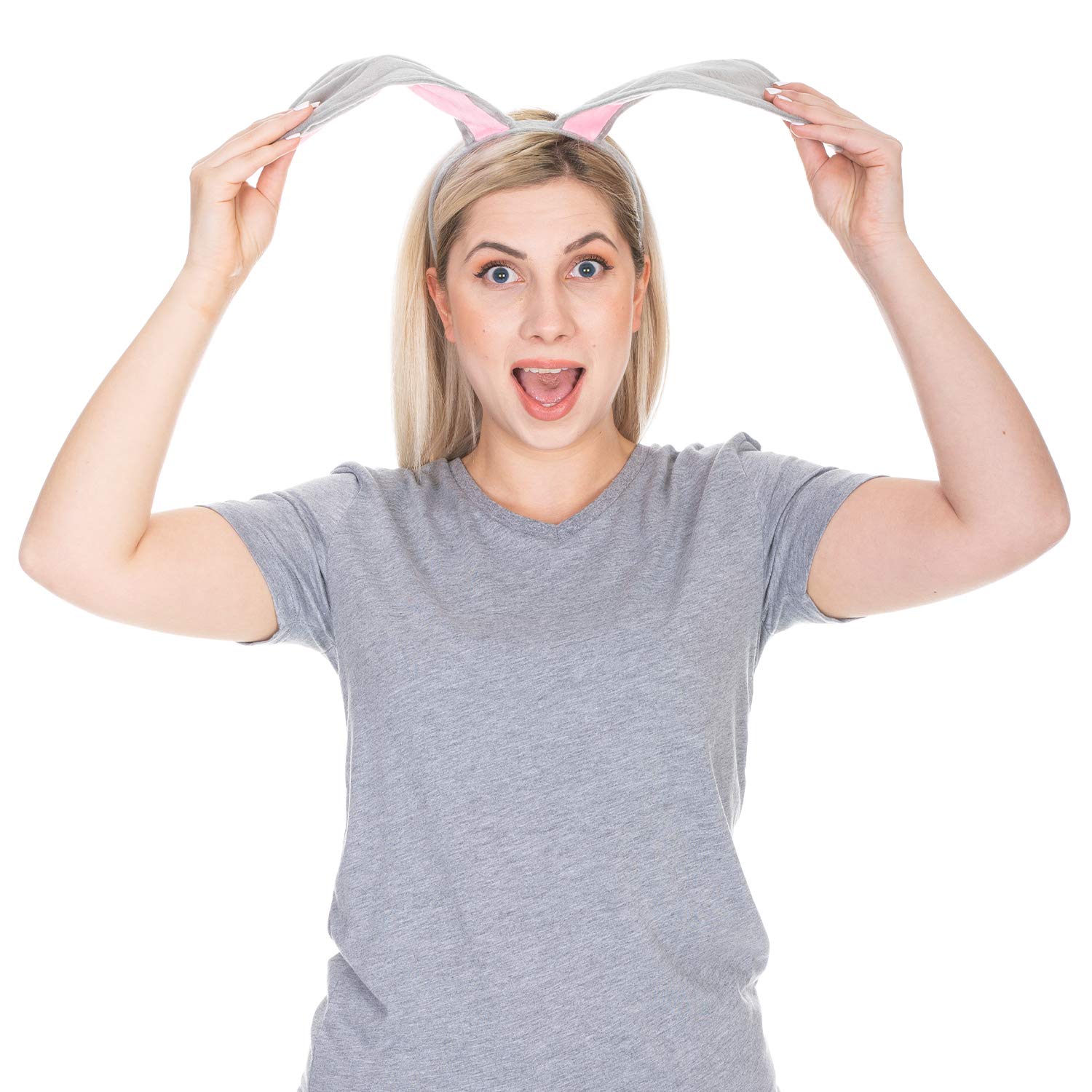 Funcredible Gray Bunny Ears Headband - Rabbit Ears Headband - Bunny Cosplay Costume Accessories - Bendable Bunny Ears for Kids and Adult