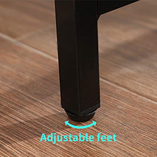 Function Home 47 Inch Computer Desk with Shelves,Writing Desk with Storage Bookshelf, Study Corner Desk with Anti-Slide Design, Black Oak Engineered Wood Top and Black Metal Base