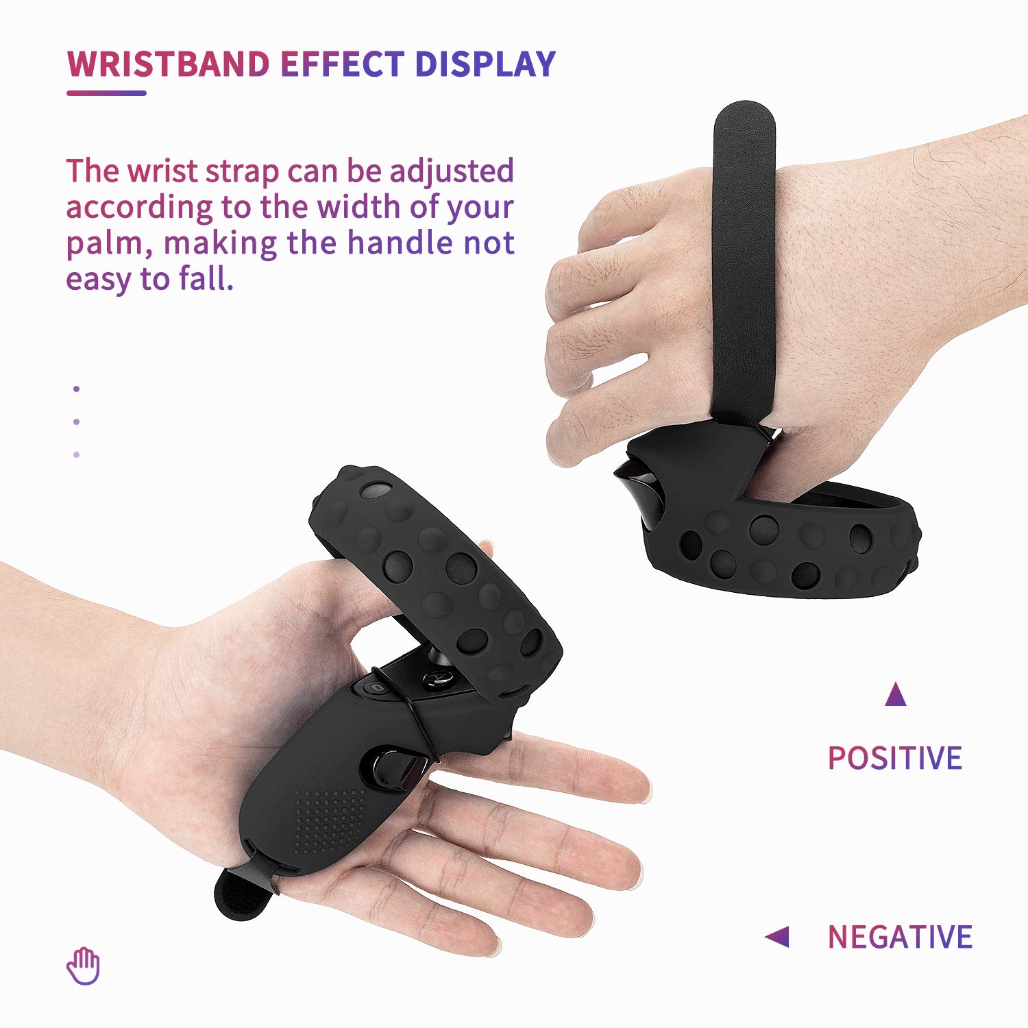 Fromsky Controller Grip Cover for Oculus Quest or Oculus Rift S Controller, Silicone Anti-Slip VR Oculus Quest Headset Grip Protective Cover (Strap Black)