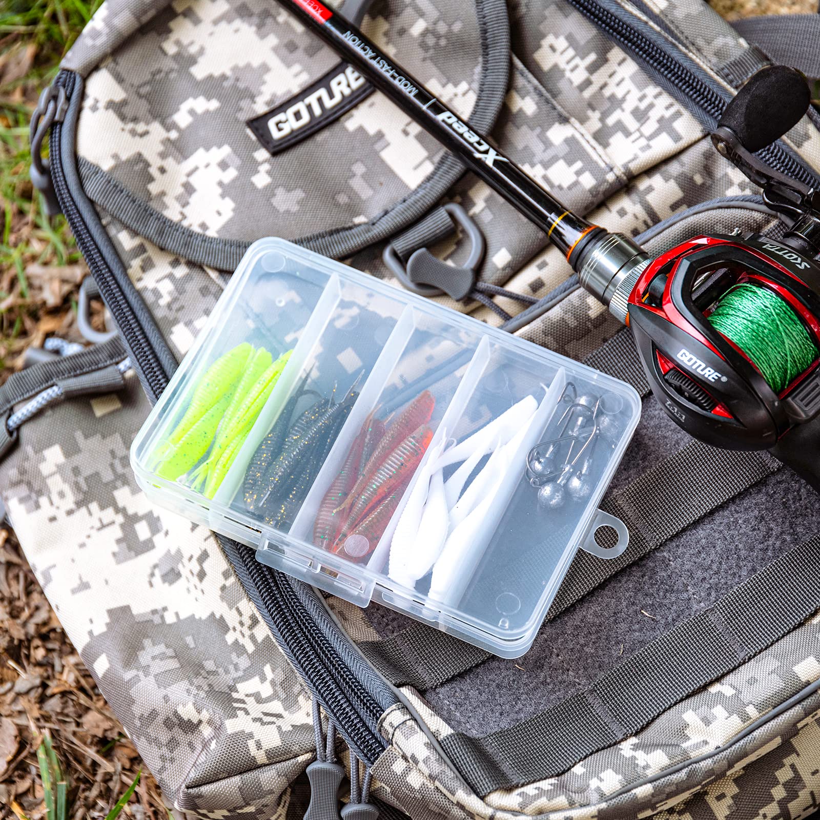 Goture Fishing Tackle Box - Placing Bait Plastic Small Case for Outdoor Tackle Box Organizer Waterproof Portable Storage Container