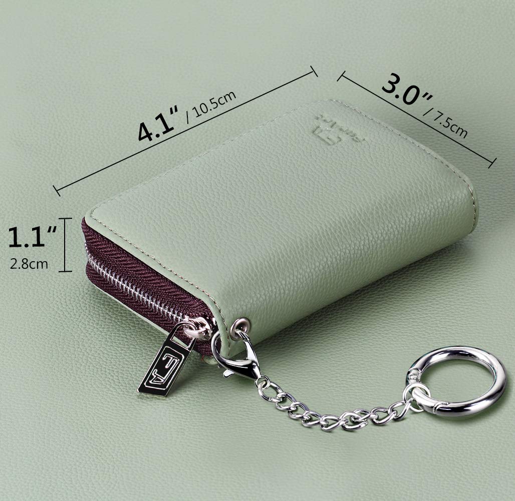 FurArt Credit Card Wallet, Zipper Card Cases Holder for Men Women, RFID Blocking, KeyChain Wallet, Compact Size