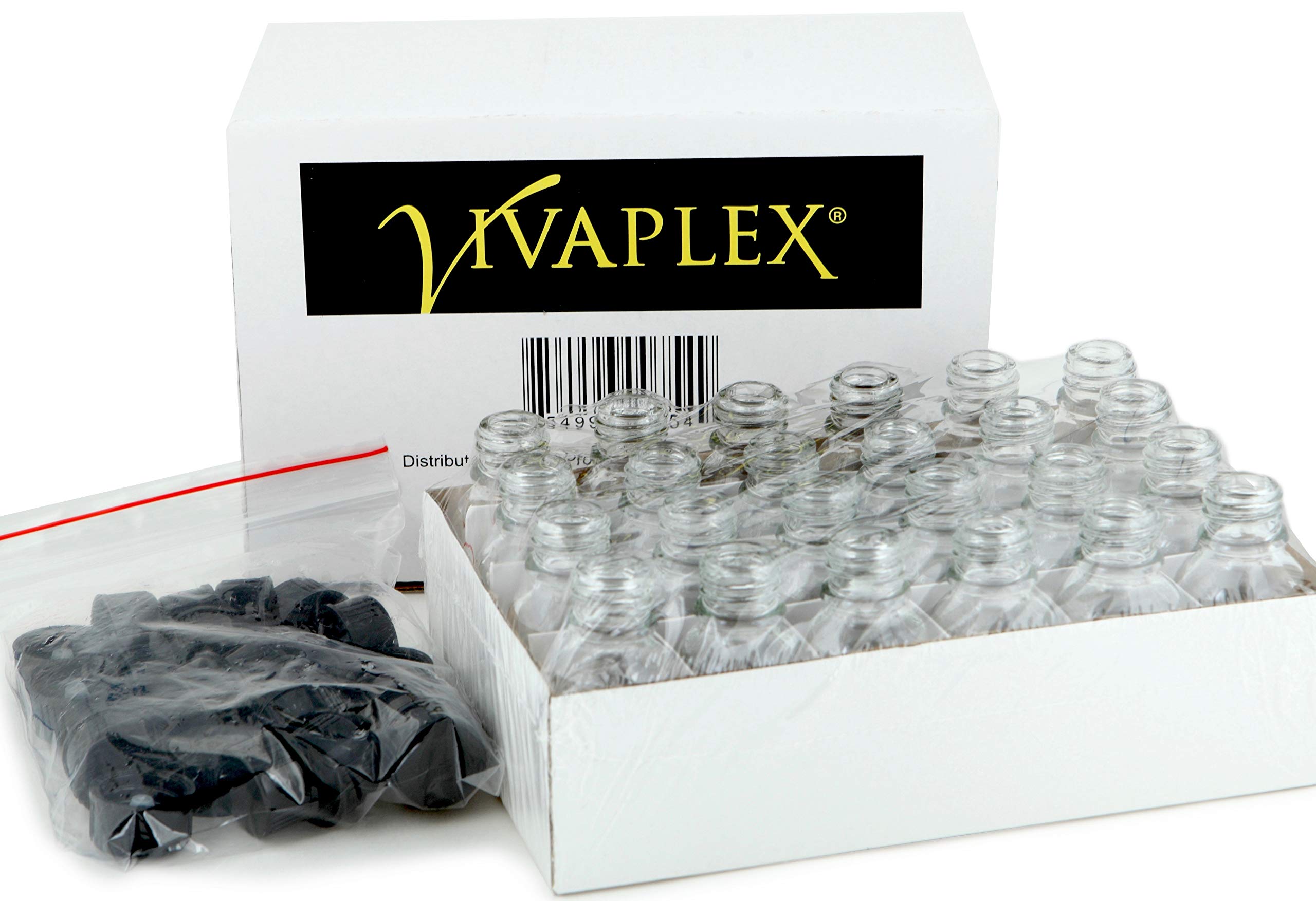 Vivaplex, 24, Clear, 15 ml Glass Bottles, with Lids