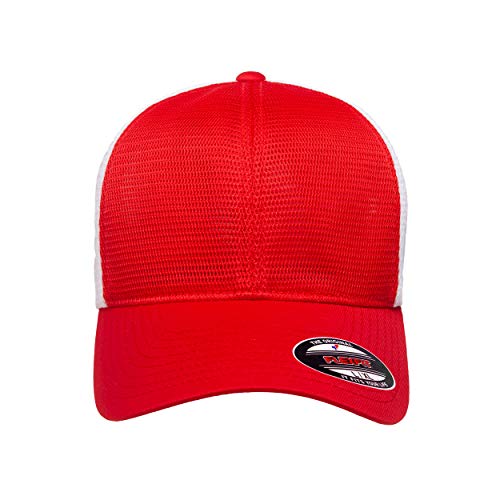 Flexfit Men's 360 Omnimesh Cap, Red/White, L/X-Large