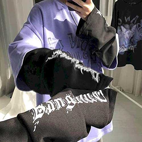 Goth Cat Shirt Gothic Shirt Fake Two-Piece Alternative Clothing Goth Cat Sweatershirt Grunge Clothes (Black,L,Large)