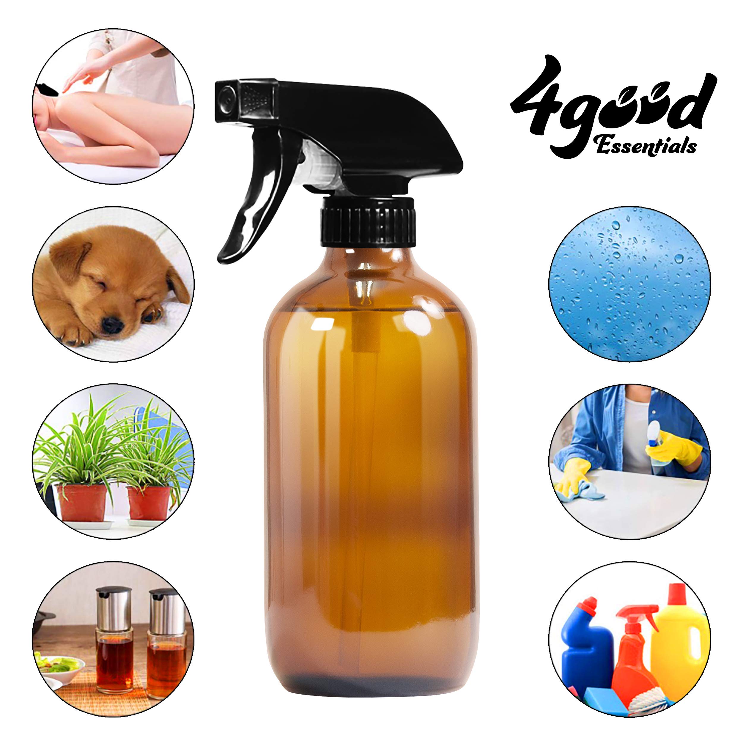 Glass Spray Bottles Amber Suitable for Cleaning Solutions or Essential Oils Heavy Duty