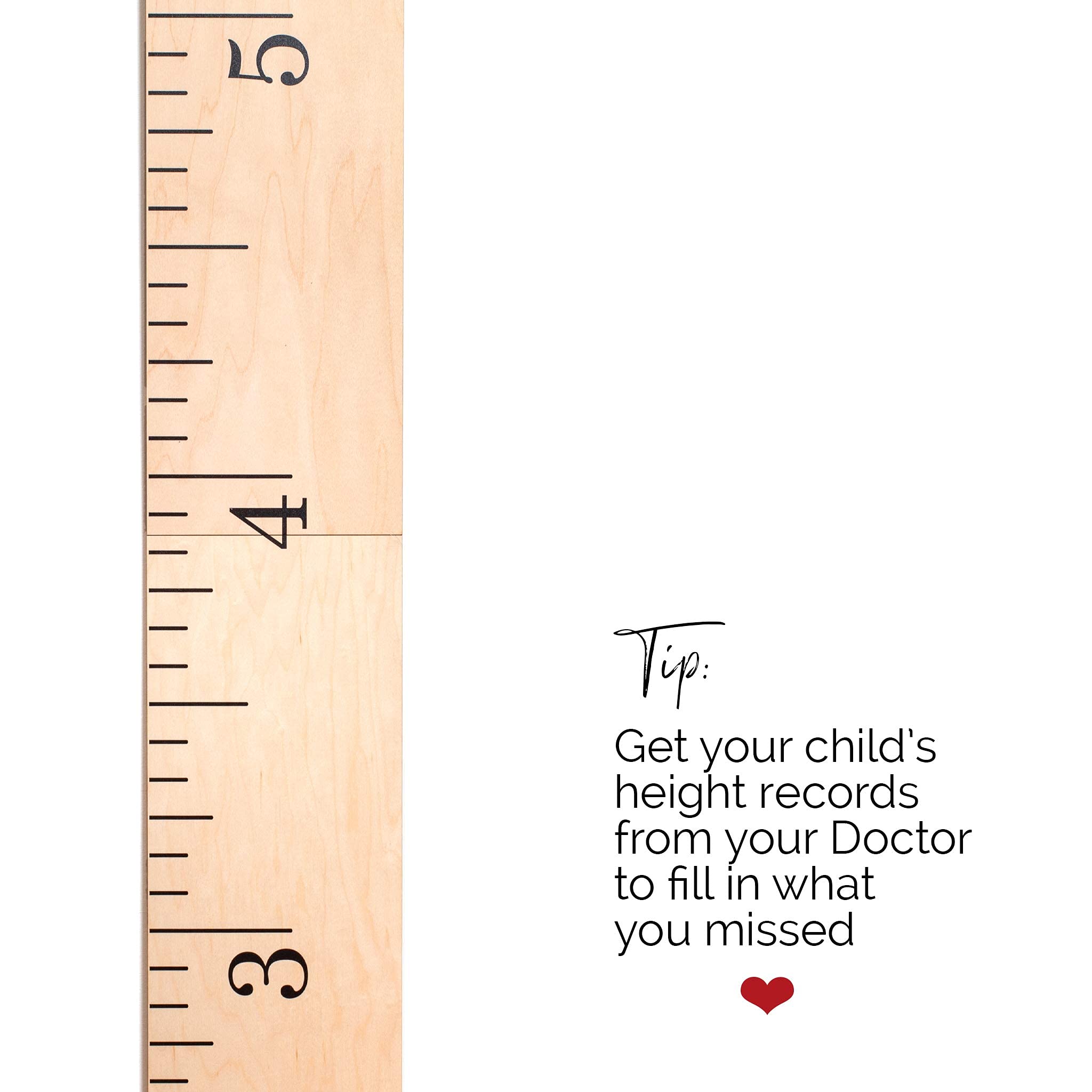 HEADWATERS STUDIO Wooden Ruler Growth Chart for Kids, Boys & Girls - Height Chart & Height Measurement for Wall - Kids Nursery Wall Decor and Room Hanging Wall Decor - Natural Schoolhouse Ruler Inches