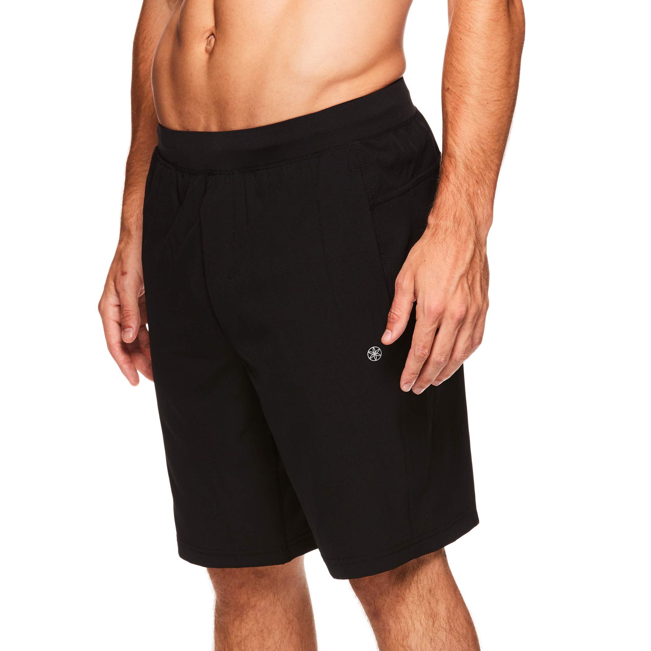 Gaiam Men's Yoga Shorts - Performance Heather Gym & Workout Short w/Pockets - Karma Black, Small