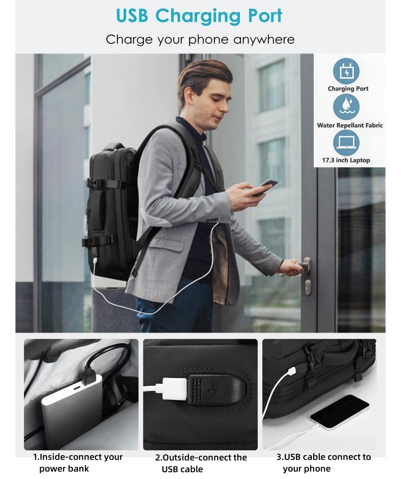 Glivpny Expandable Travel Laptop Backpack,Flight Approved Carry-on Business Backpack,17 Inch Waterproof Backpack(Black-B683)