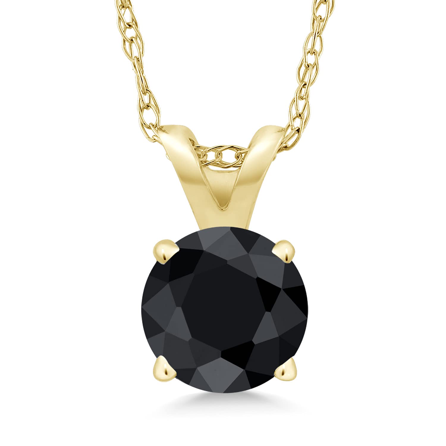 Gem Stone King 14K Yellow Gold Round 5MM Gemstone Birthstone Solitaire Pendant Necklace | Gold Necklace for Women | With 18 Inch Gold Chain