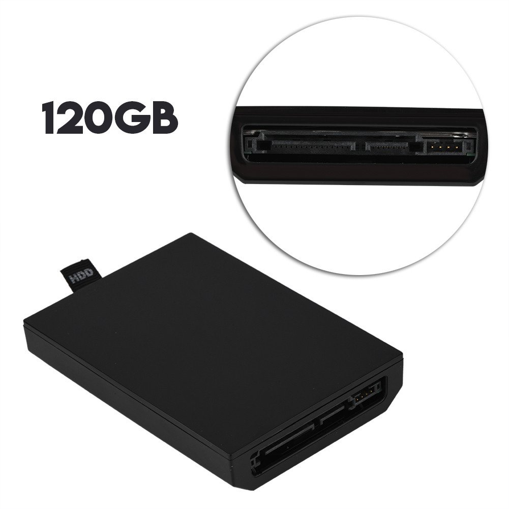 Gerioie Portable HDD 5 inch Internal HDD, 360 Internal Slim Black Hard Drive Disk, E Games for Xbox 360 Slim(120GB)