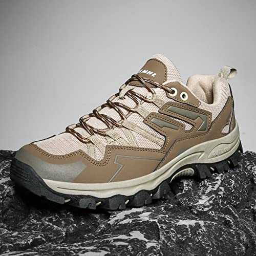 HARMOX Men's Women's Hiking Boot Slip Resistant Hiking Shoes for Men Waterproof Anti Slip Brown