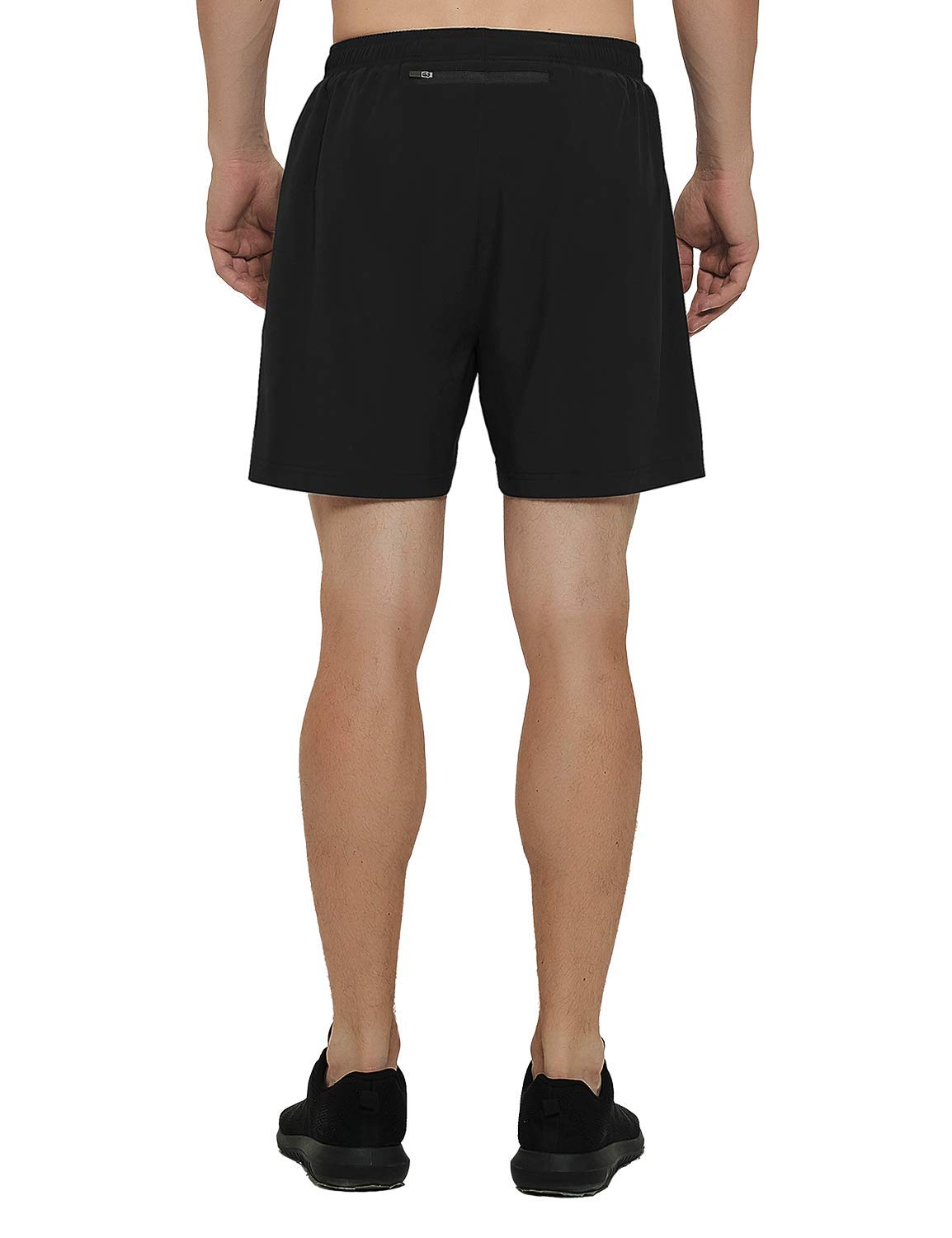 GGK Mens 5 Inch Running Shorts Lightweight Quick Dry Athletic Shorts for Workout Gym Training with Back Zipper Pockets Black