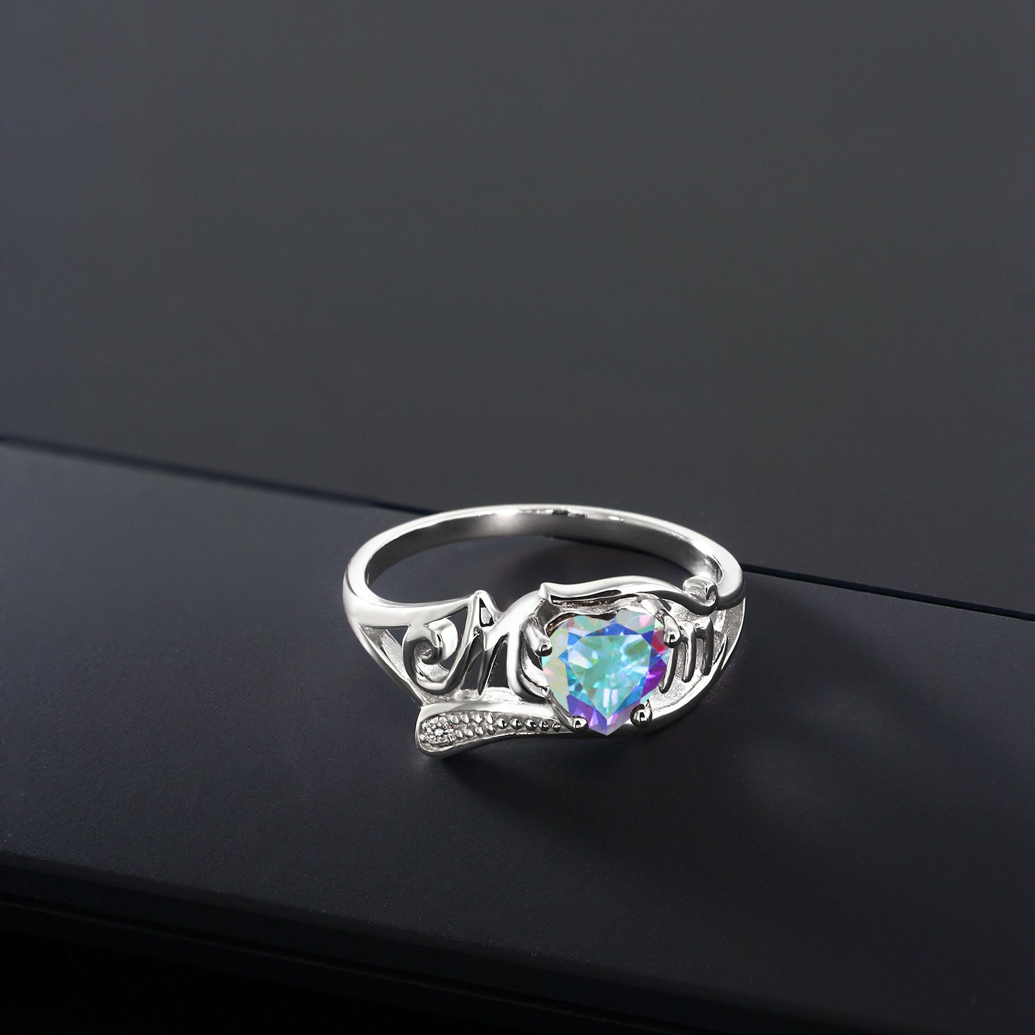 Gem Stone King 925 Sterling Silver 6MM Heart Shape Gemstone Birthstone Mothers Day MOM Ring For Women | Available In Size 5, 6, 7, 8, 9
