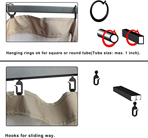 Replacement Universal Gazebo Netting 4 Panels with Zipper for Garden Patio Yard, ONLY Netting (10βx12β, Grey)