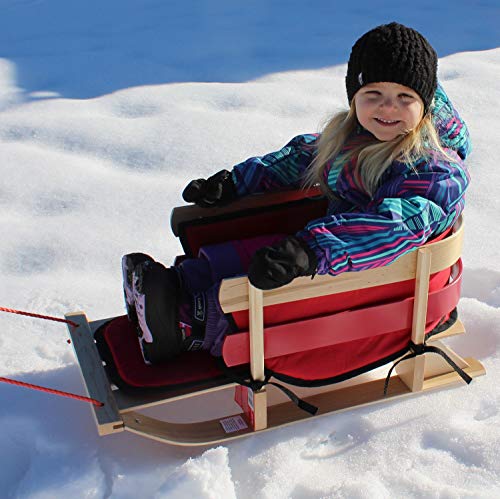 Flexible Flyer Baby Pull Sled. Wood Toddler to-Boggan. Wooden Sleigh for Kids