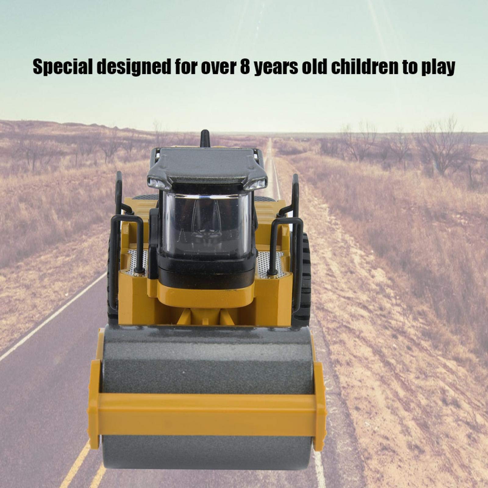 GOTOTOP 1 to 50 Scale Alloy Road Roller Model Construction Vehicle Vehicle Static Road Roller Model Suitable for Children Over 8 Years Old 16x6.6x6.6cm