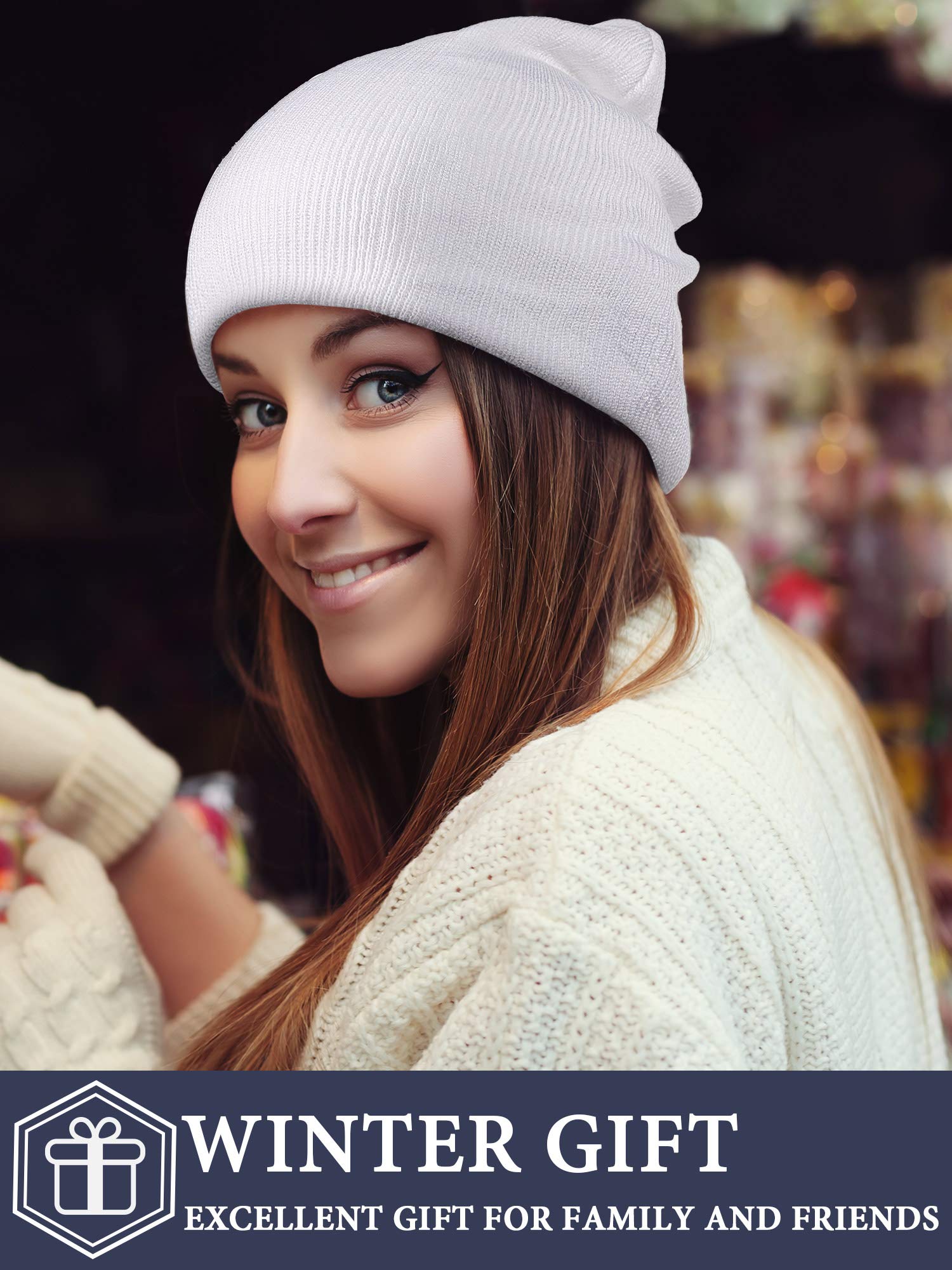 Geyoga 6 Pieces Warm Knitted Cuffed Beanie Hats Winter Cuff Skull Cap Men Women(Classic Colors)