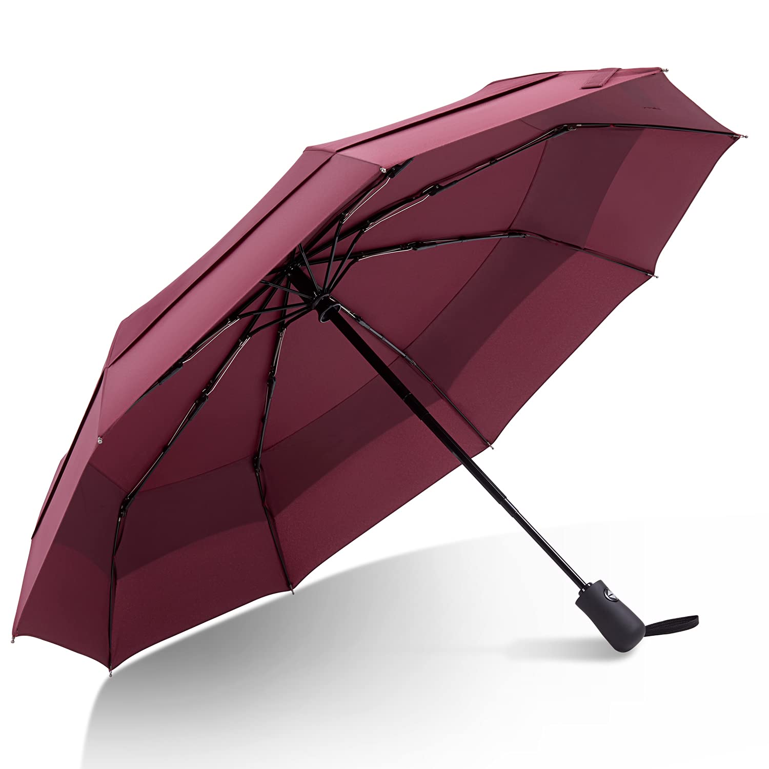 G4Free 42 Inch Compact Travel Umbrella, Windproof Small Folding Backpack Umbrella for Rain, Auto Open and Close Button(Sapphire)