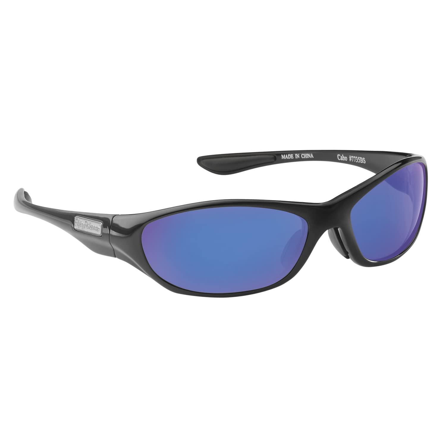 Flying Fisherman 7735BS Sunglass, Shiny Black Frames/Smoke-blue Mirror Lenses, One Size