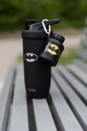 Smartshake Justice League Whey2Go Batman Protein Powder Storage Container 50g – BPA Free Shaker Bottle Funnel for Whey Protein Powder + Protein Shakes 110ml, DC Comics Batman Gifts for Men