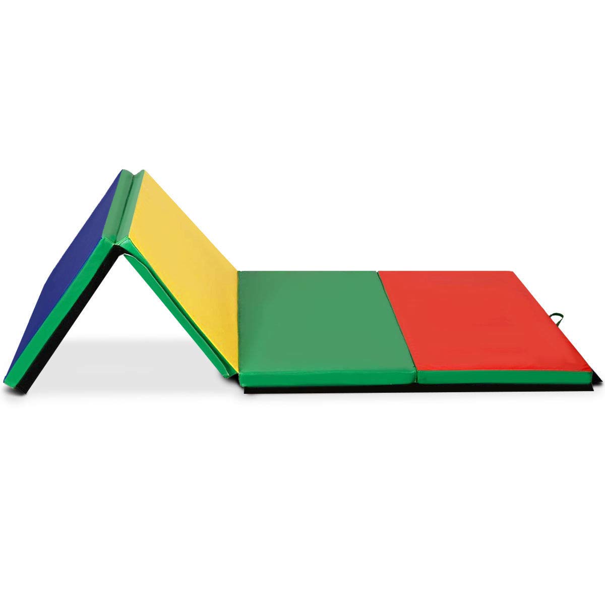 Giantex Folding Exercise Mat with Carrying Handles Panel Thick Gym Fitness Exercise Yoga Exercise Mat Lightweight Home Gym Mat (Multicolor, 4'x10'x2")