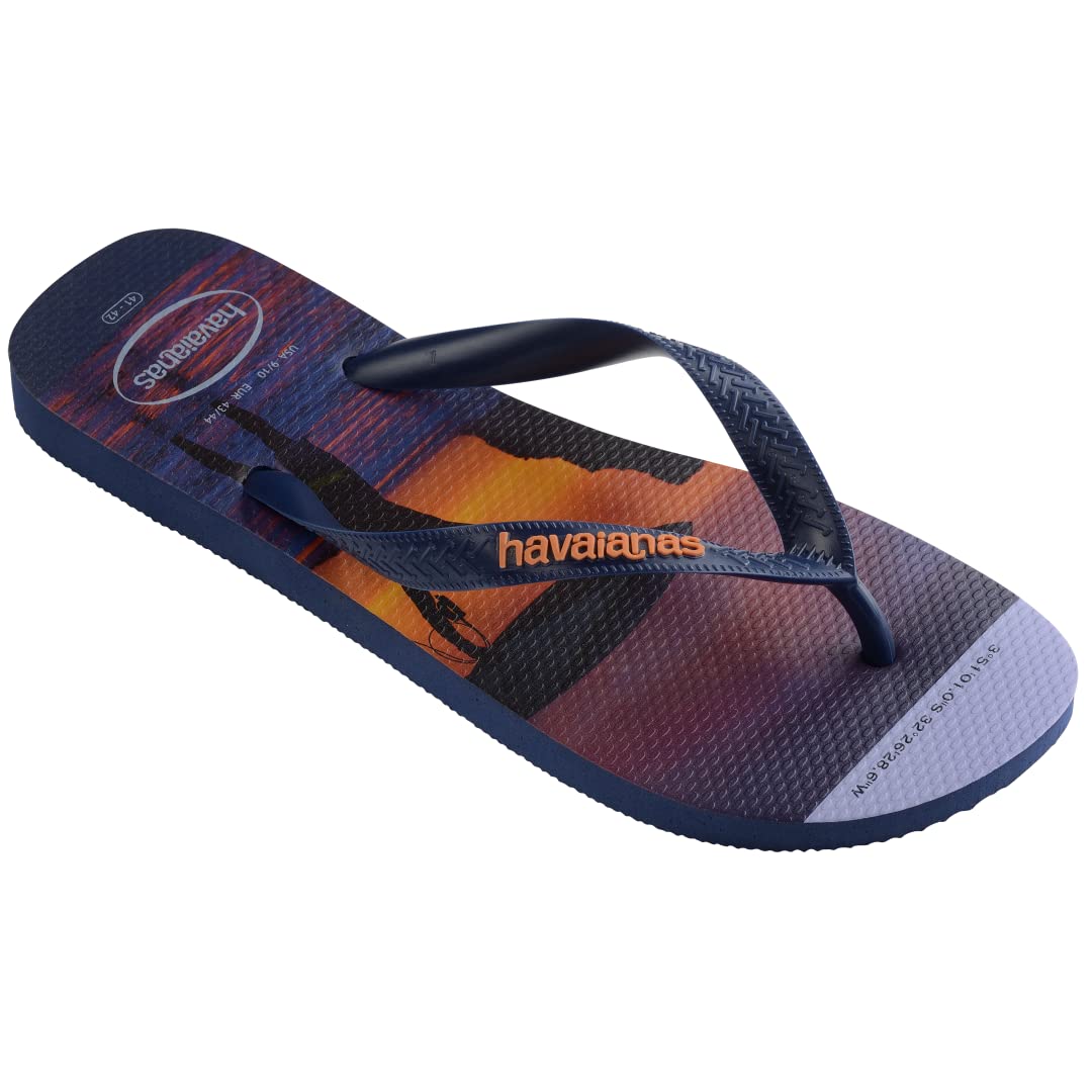 Havaianas Men's Hype Flip Flop Sandal, Navy Blue/Navy Blue/Begonia Orange, 13