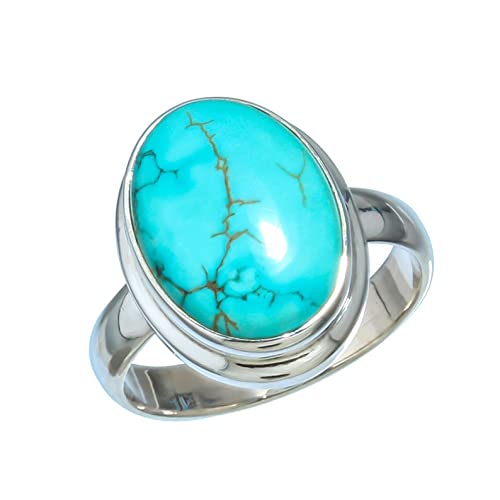 Generic Tibetan Turquoise Oval Shape Gemstones/Handmade Silver Ring/silver ring size 5 6 7 8 9 10 11 12 us-1334 (7.5)