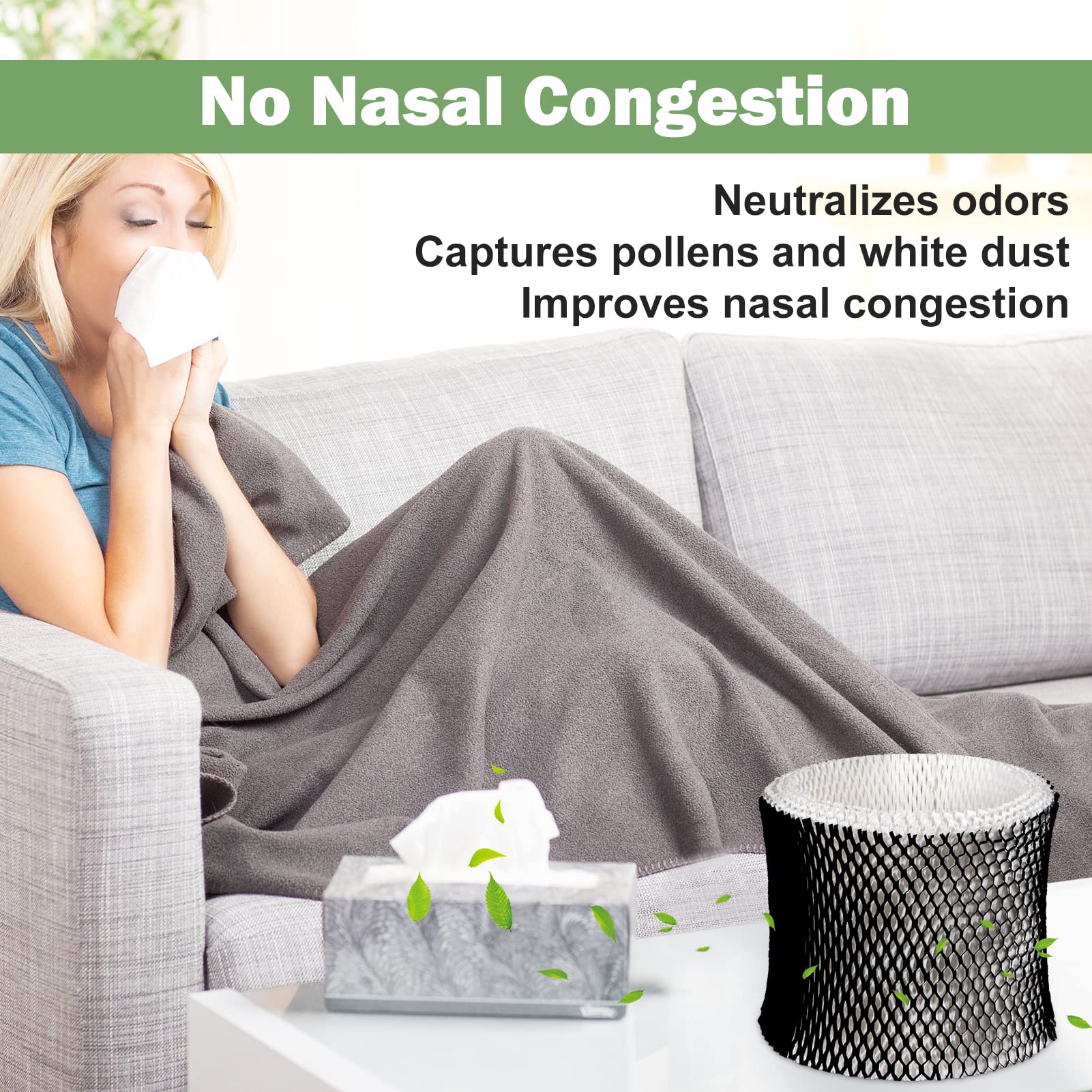 Future Way HWF64 Humidifier Filter B Compatible with Sunbeam SCM1746, Holmes HM1746 and Certain Bionaire Cool Mist Humidifiers, 4-Pack