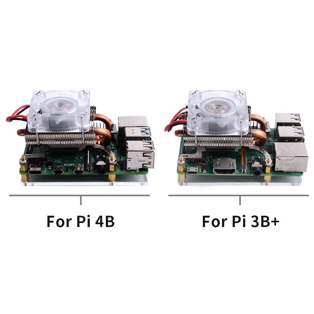 GeeekPi PWM Fan for Raspberry Pi 4, Low-Profile CPU Cooler with RGB Cooling Fan for Raspberry Pi, Aluminum Heatsink for Raspberry Pi 4 Model B & Raspberry Pi 3B+ & Raspberry Pi 3 Model B (Silver)