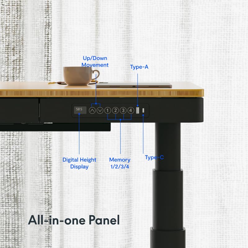 FLEXISPOT 48" Marble Standing Desk Adjustable Height with USB Port Charging, Electric Home Office Computer Table Stand up Desk with Drawers Storage (Modern Marble Grey Top + White Frame)
