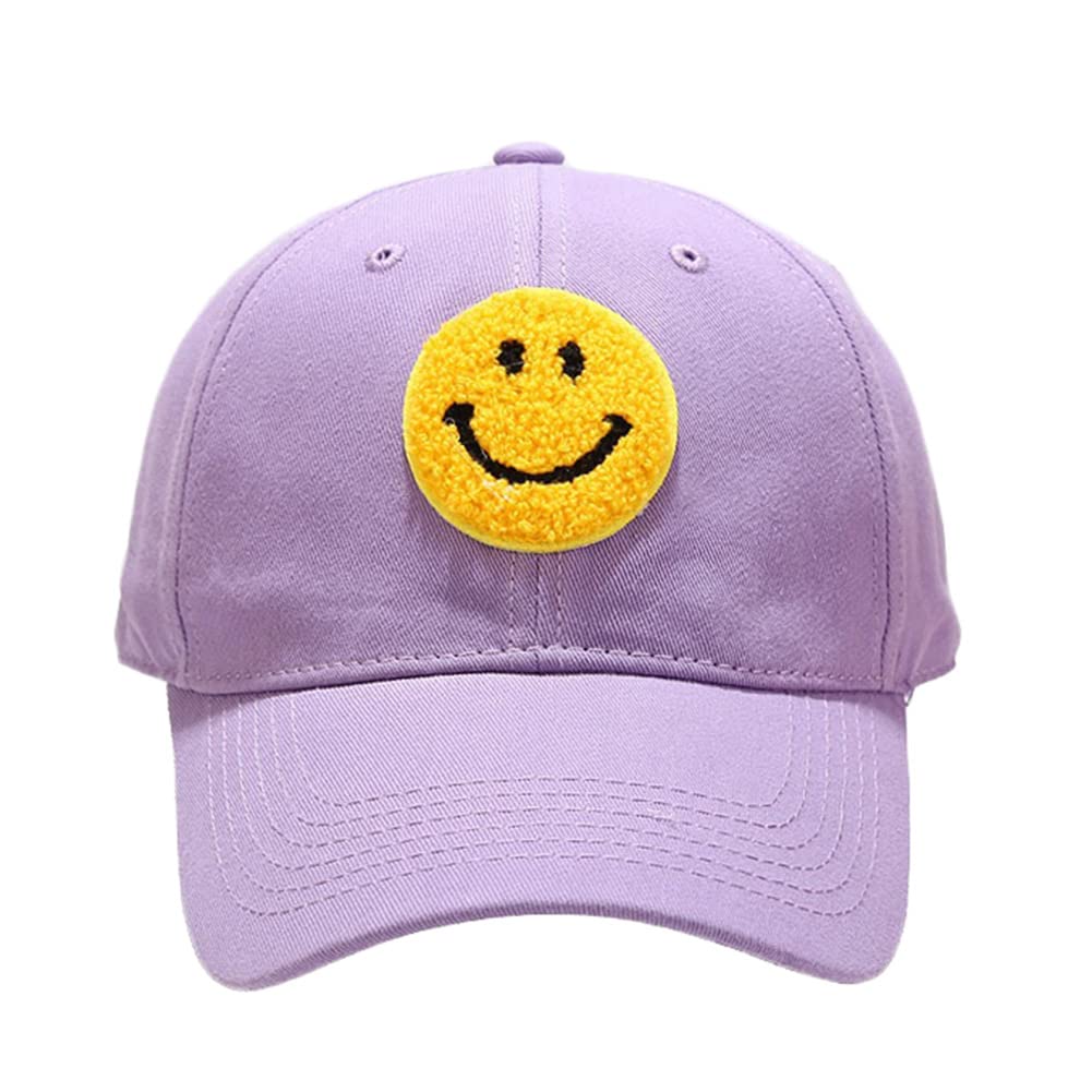 GEGEEN DOMOG Smiley Face Hat Trucker Hats Adjustable Smile Baseball Cap Summer Preppy Y2k Hat for Women Men (Patch-Purple)