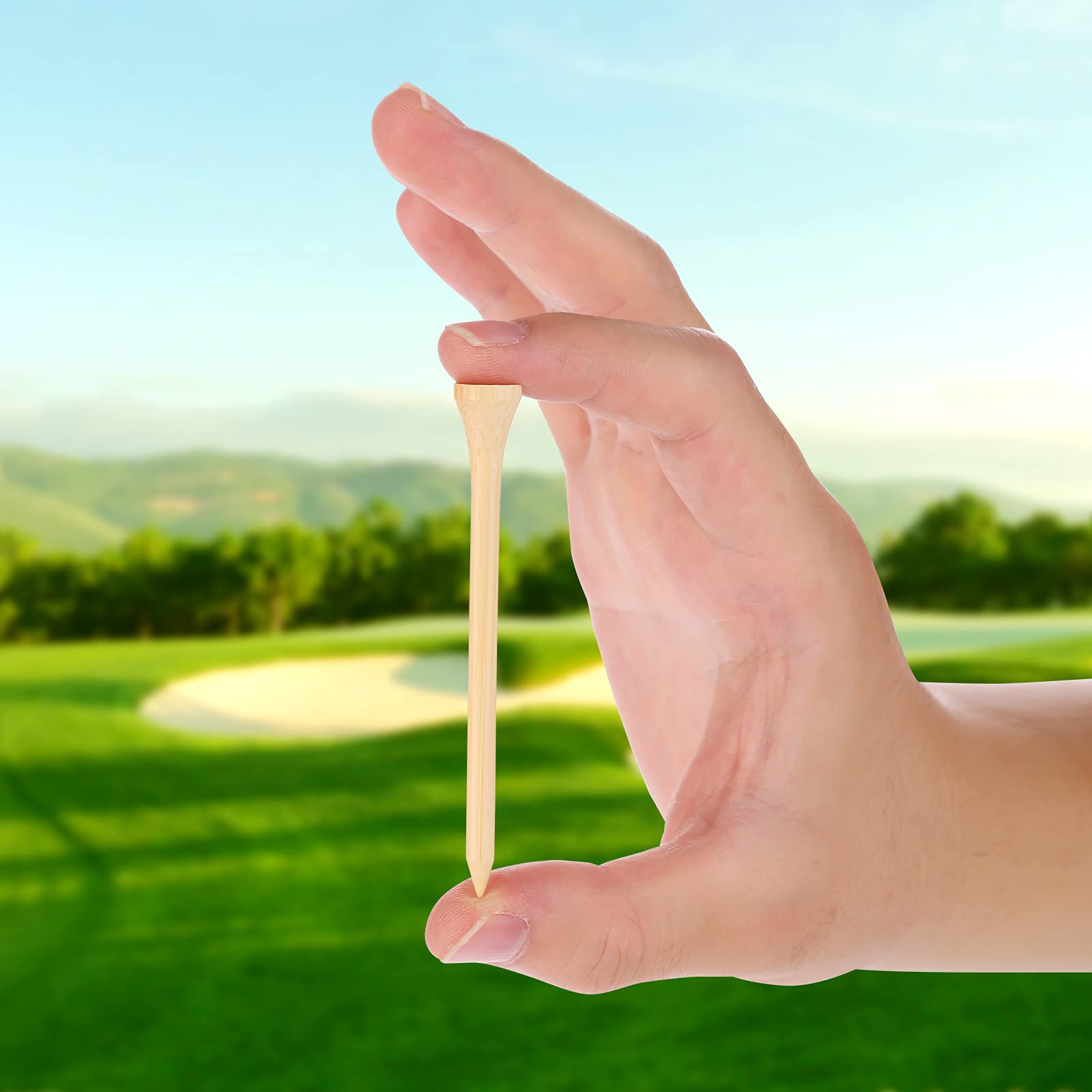 GFGL Golf Tees Durable Bamboo Tees 100Pcs 3-1/4" Friendly Biodegradable Material Reduce Friction Side Spin More Stable (Primary)