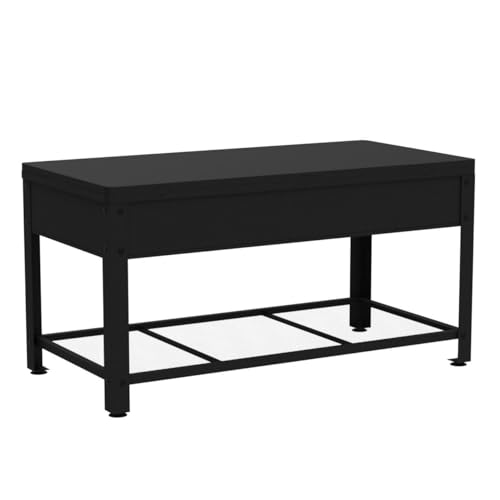 Furniouse Coffee Table Lift Top, 3 in 1 Multi-Function Coffee Table with Hidden Compartment, Coffee Table Converts to Dining Table for Living Room, Home Office, Black