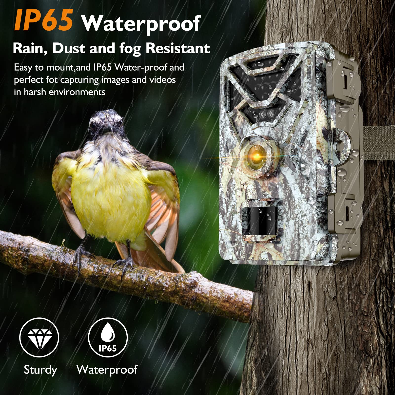 Hawkray Trail Camera 30MP 2K,Game Camera with Wide-Angle Motion Latest Sensor View 0.2s Trigger Speed 8 Batteries and 32GB SD Card 2'' HD TFT Screen Waterproof Cam for Wildlife Monitoring